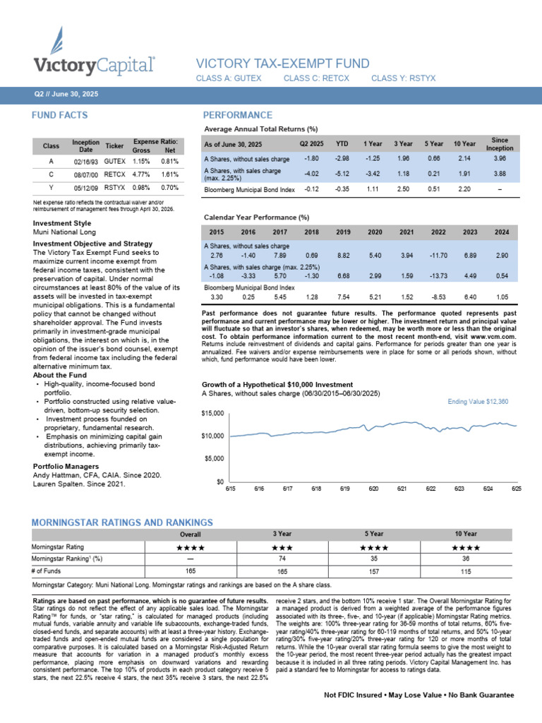 Victory Tax Exempt Fund Performance | PDF | Bonds (Finance) | Municipal ...