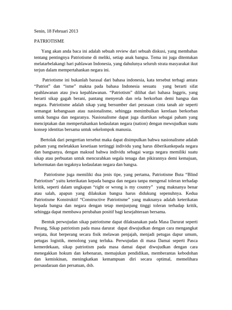 Pentingnya Patriotisme di Kalangan Pemuda | PDF