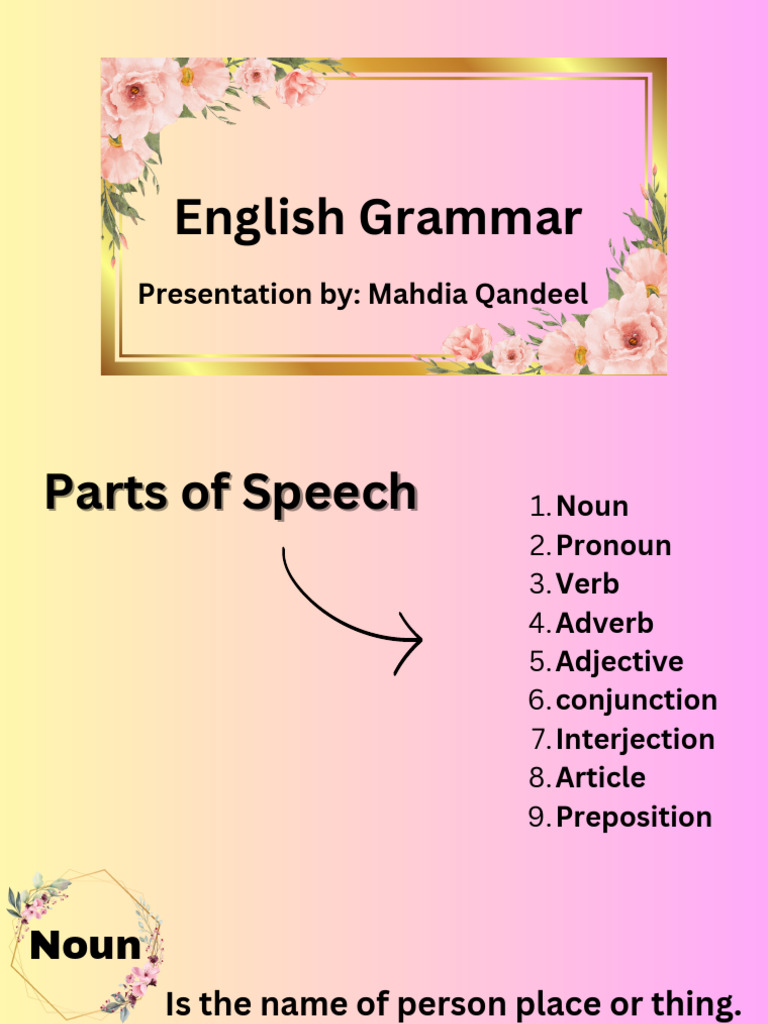 English Grammar: Parts of Speech Guide | PDF