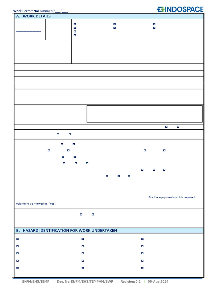 Is FM EHS Safe Work Permit Form | PDF | Safety | Occupational Safety ...