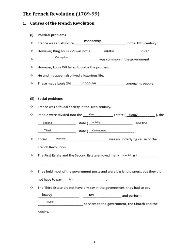 Edited - 2C-31 NG WING SZE - Notes - Causes of French Revolution | PDF ...