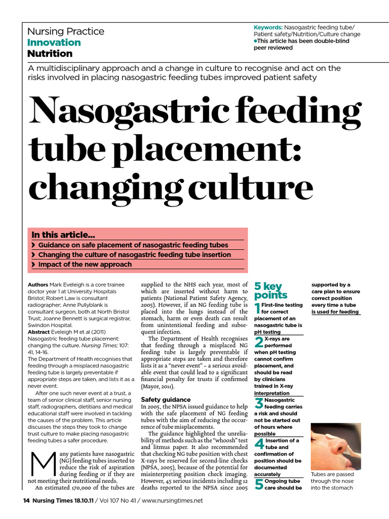 Safer Nasogastric Tube Placement Practices | PDF | Medical Specialties ...