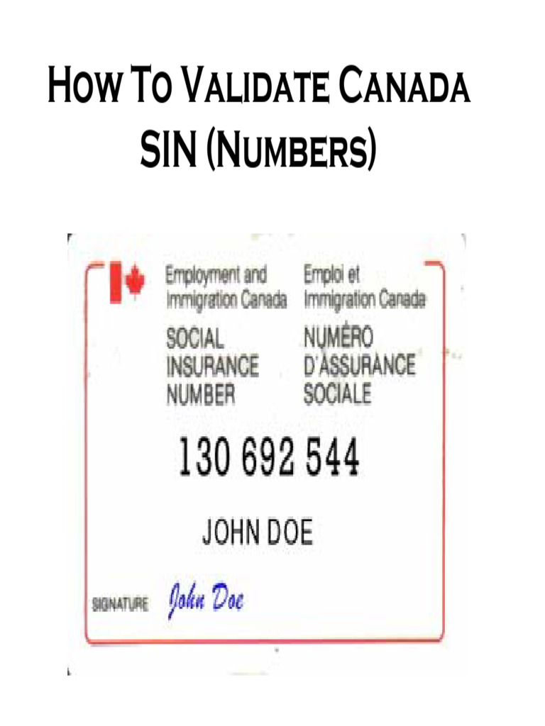 Vaildating Canadian SIN | PDF