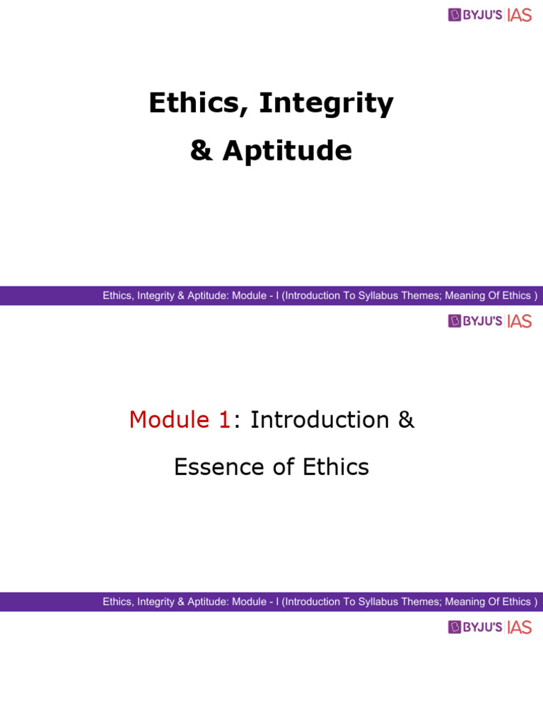 Ethics, Integrity & Aptitude | PDF | Integrity | Morality