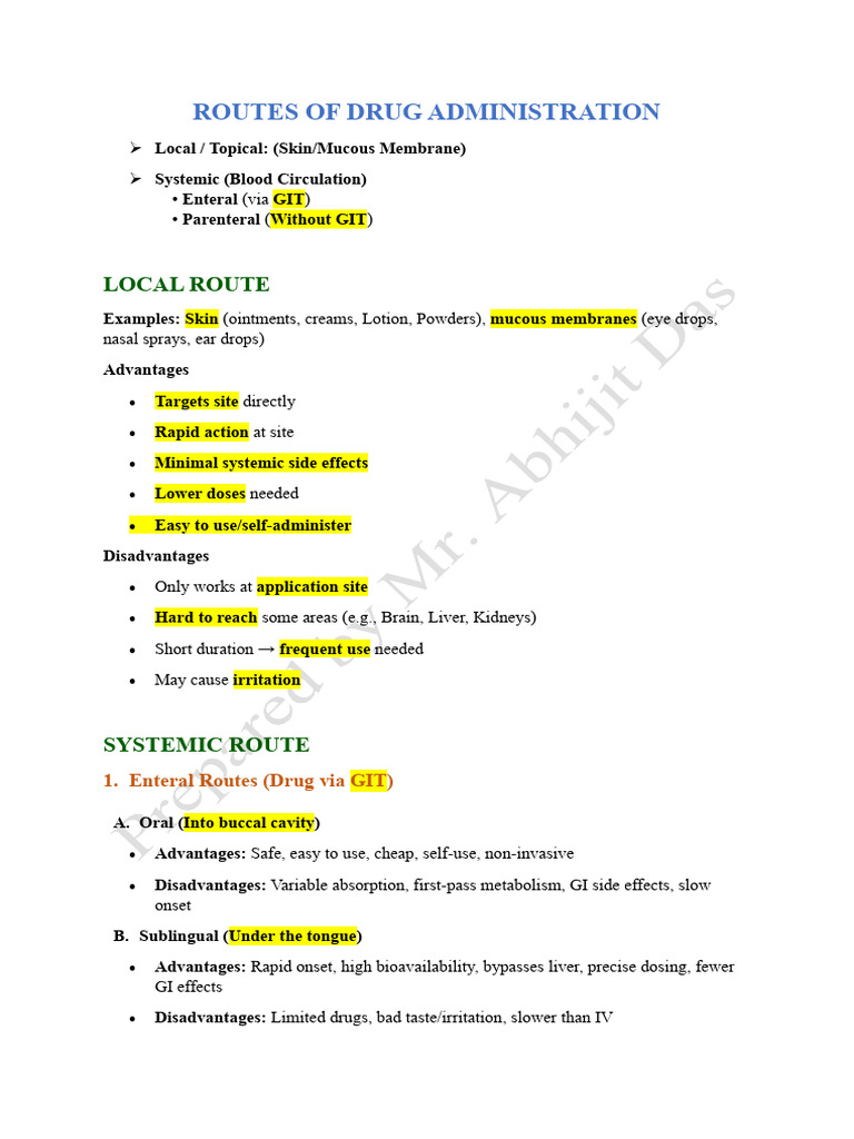 Routes of Drug Administration | PDF | Injection (Medicine) | Drugs