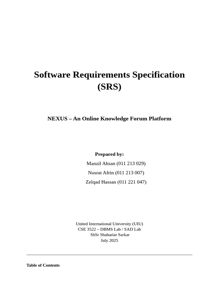 Software Requirements Specification | PDF | Internet Forum | World Wide Web