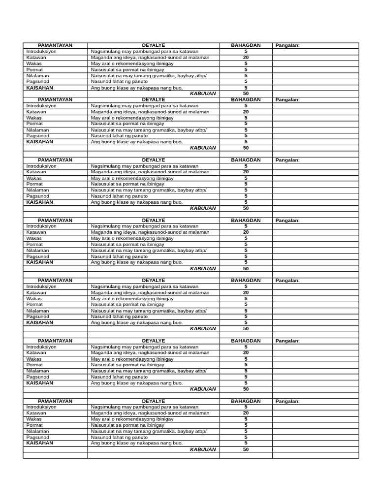 Criteria - Writing | PDF