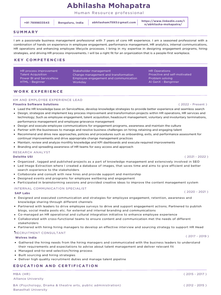 CV - Employee Experience Lead | PDF | Recruitment | Business