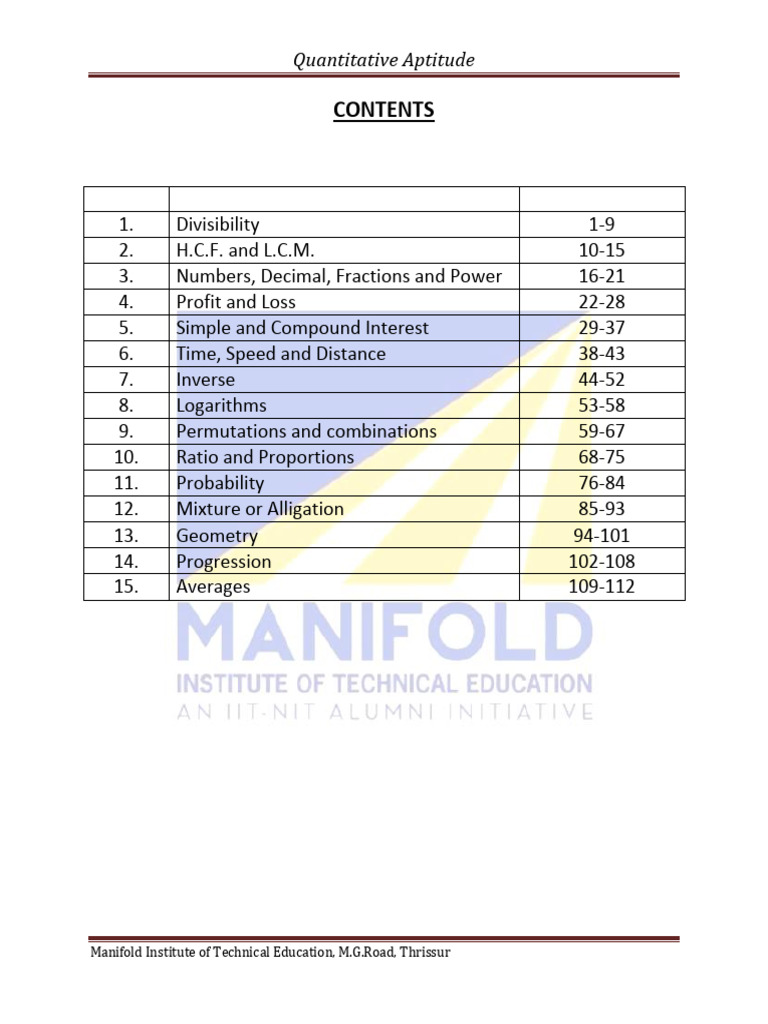 Manifold Aptitude For Placements | PDF | Interest | Compound Interest