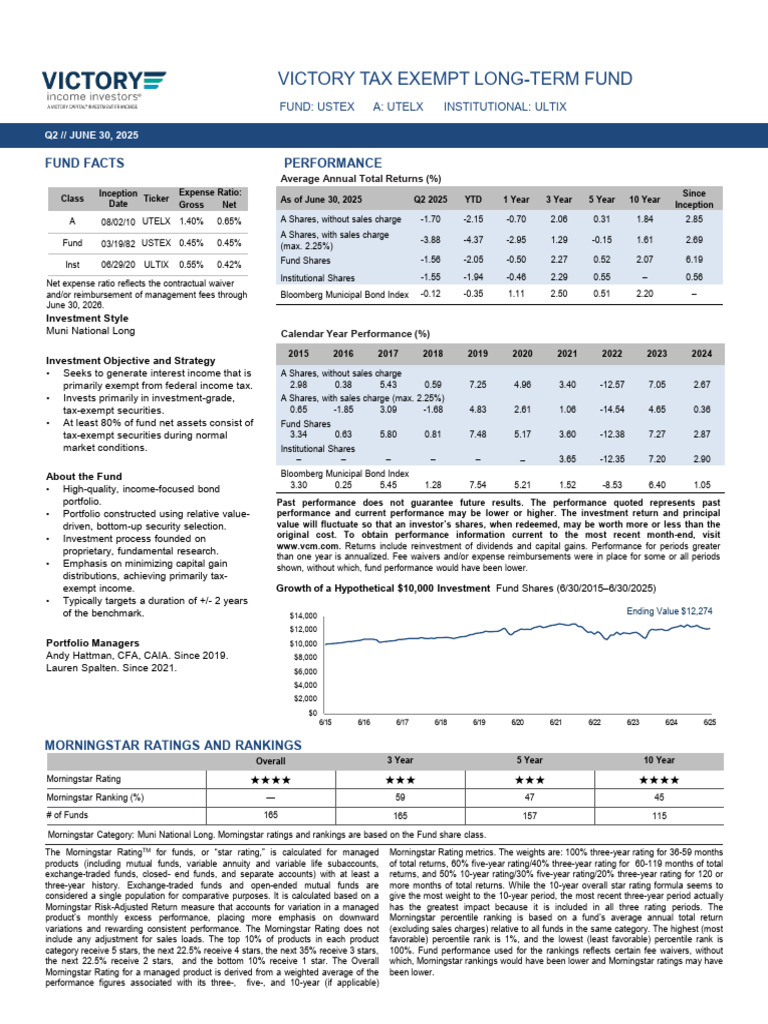 Victory Tax Exempt Fund Performance Q2 2025 | PDF | Capital Gain ...