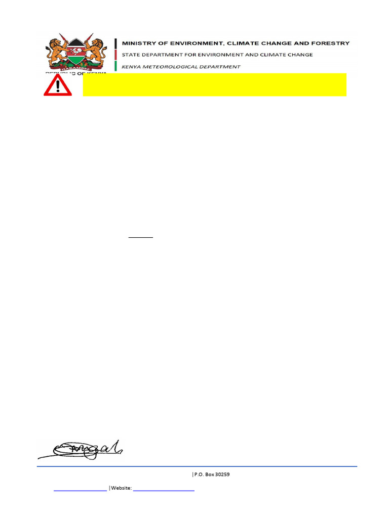 Kenya Heavy Rainfall Advisory 01/2025 | PDF | Kenya | Vortices