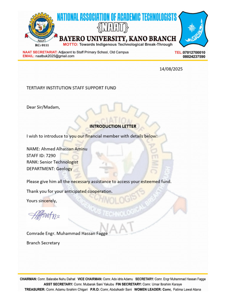 Introduction Letter | PDF