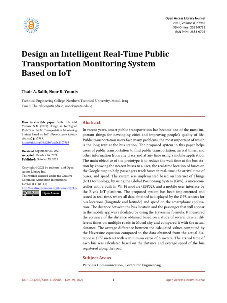 IoT-Based Real-Time Bus Monitoring System | PDF | Internet Of Things ...