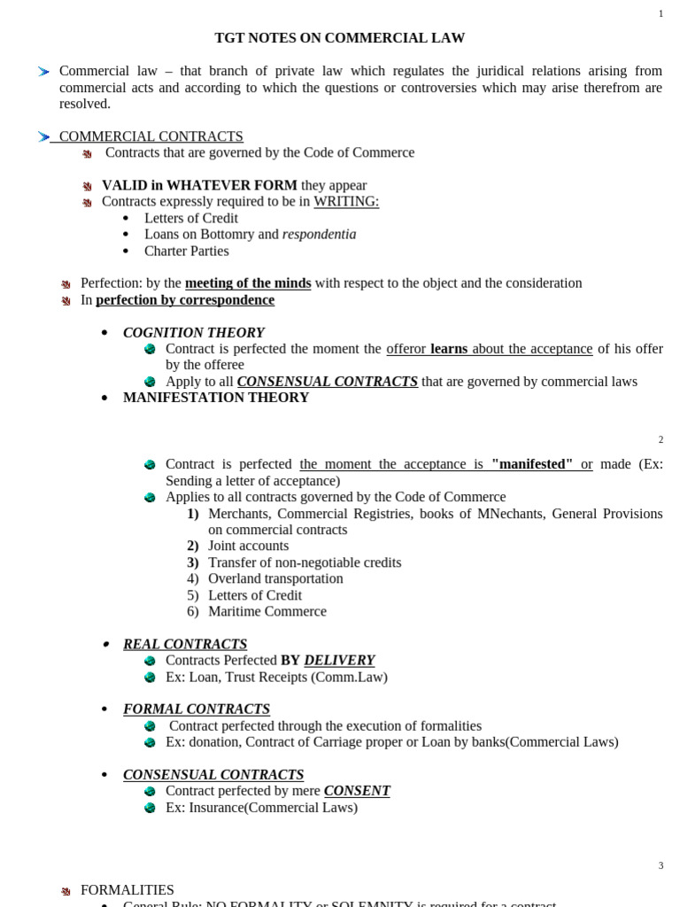 TGT Notes On Commercial Law | PDF | Securities (Finance) | Patent