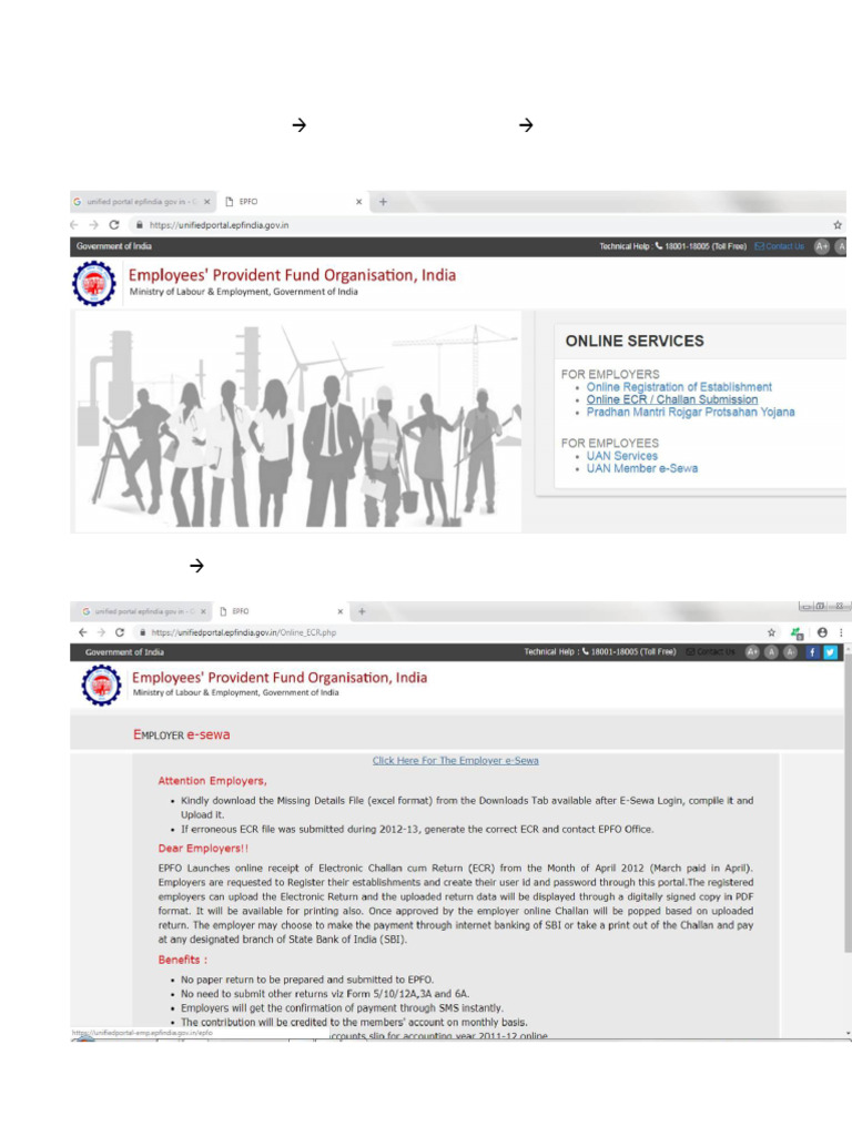 ECR Submission Guide for EPFO Portal | PDF