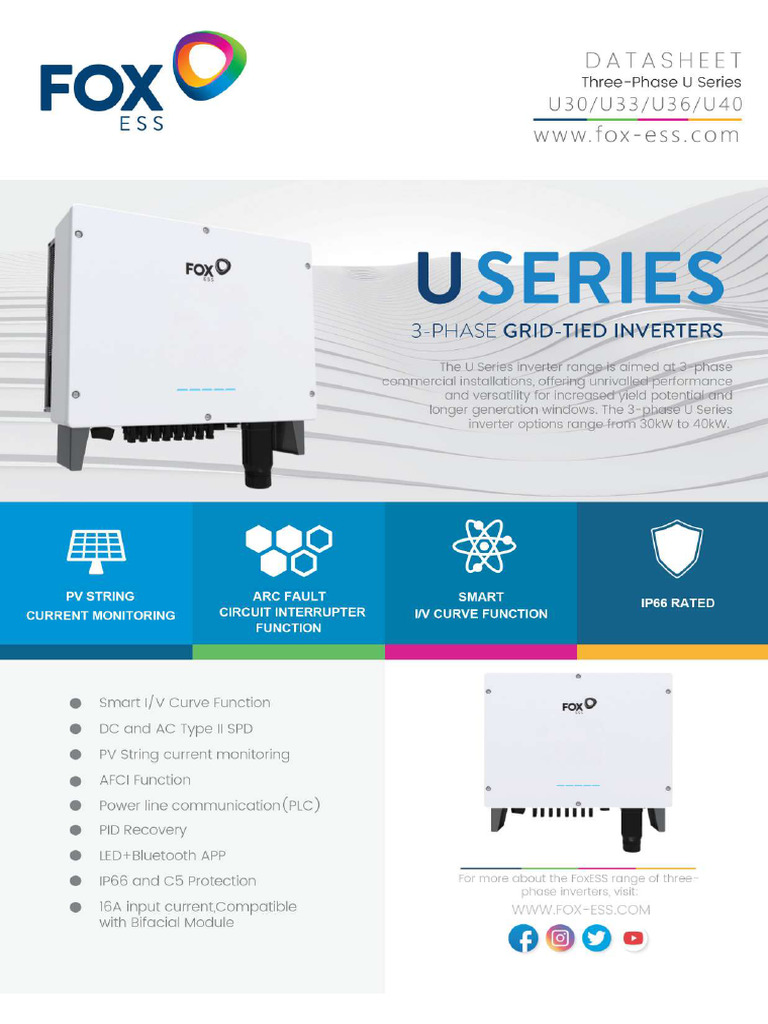 Fox U36 Ongrig Inverter Datasheet | PDF