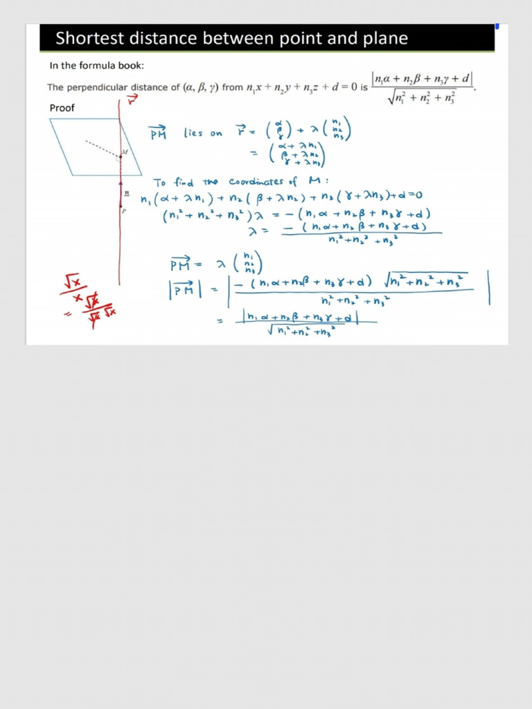 Proof of Shortest Distance Formula | PDF