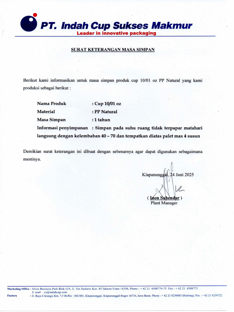 Keterangan Masa Simpan | PDF