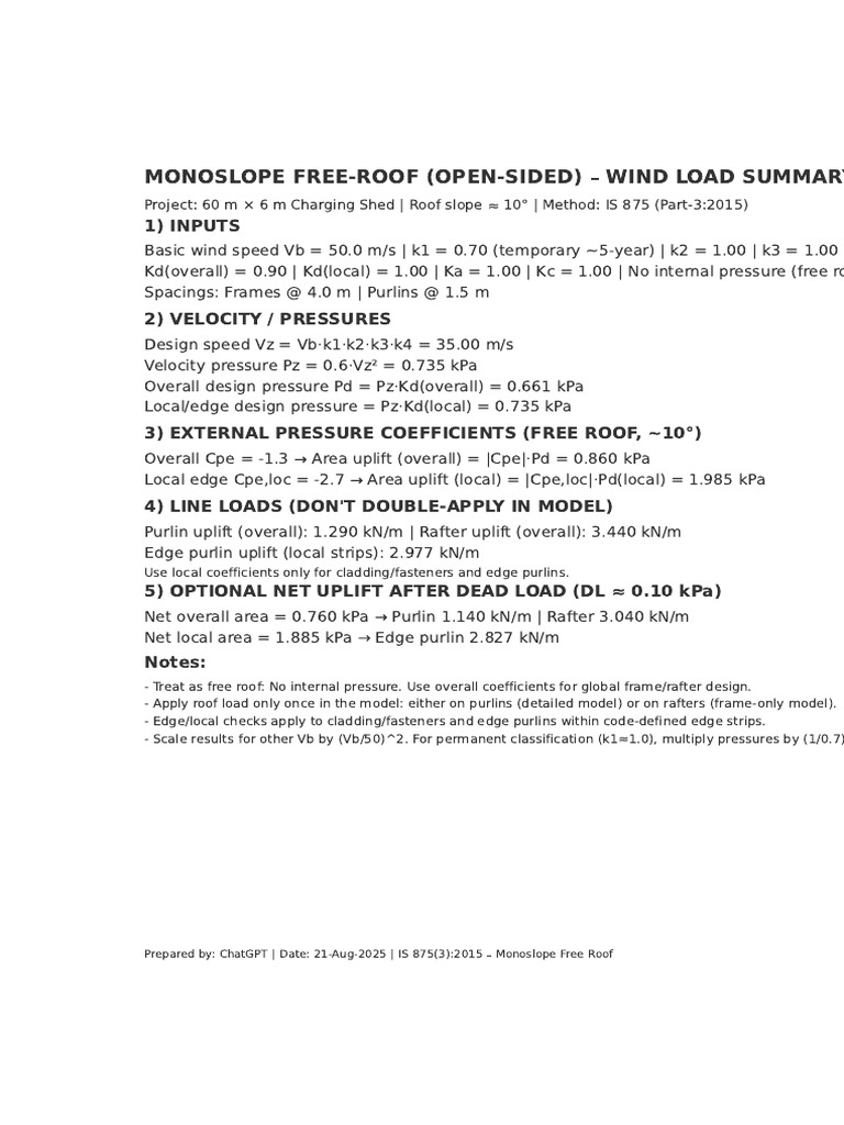 Wind Load Summary K1 0p7 K2 1p0 | PDF