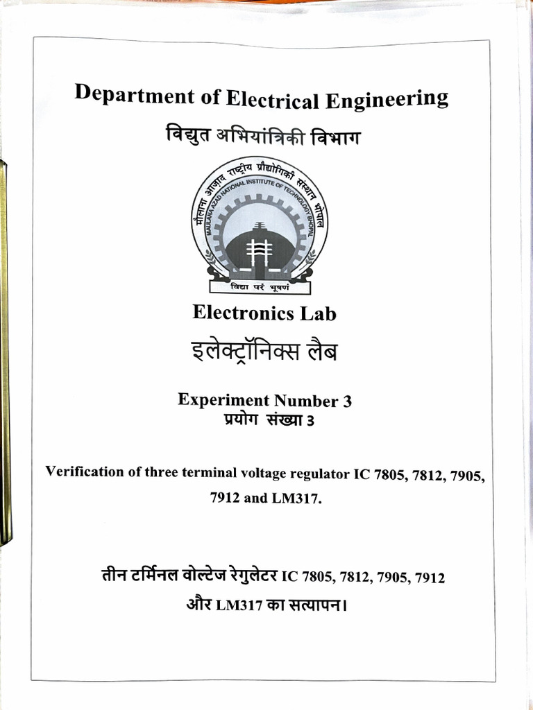 Exp 3 Verification of 3 Terminal Voltage Regulator | PDF