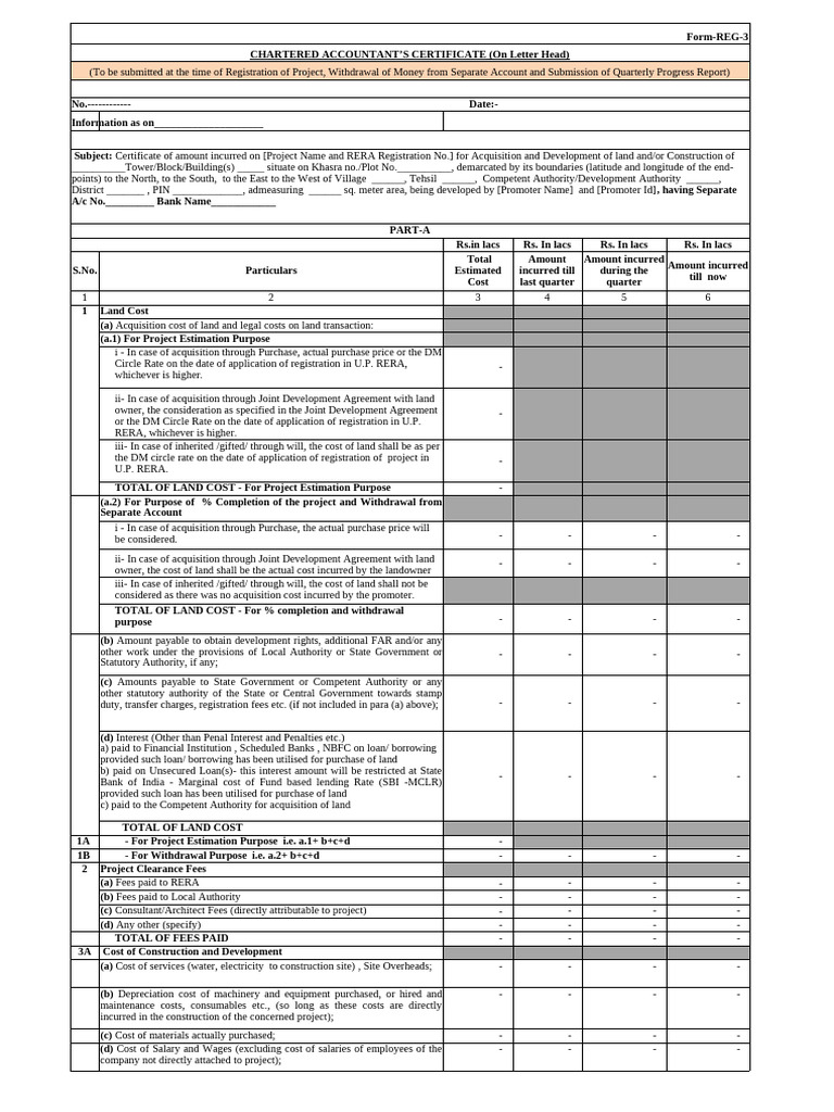 REG-3 Chartered Accountant Certificate | PDF | Loans | Interest