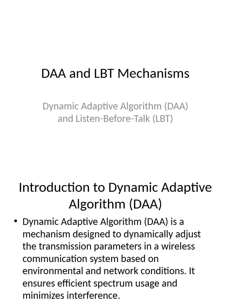 DAA and LBT Mechanisms Overview | PDF | Wireless | Telecommunications ...