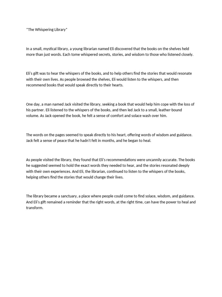 The Whispering Library's Healing Stories | PDF