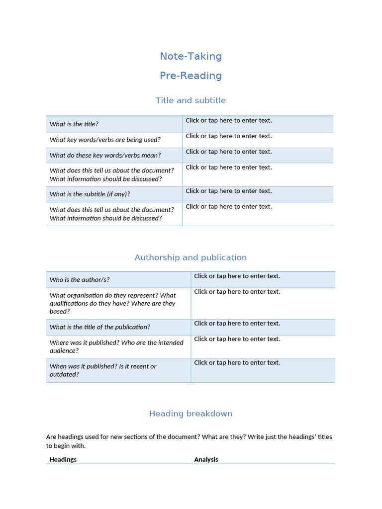 Note-Taking Form SEF - AD Temp | PDF | Abstract (Summary)
