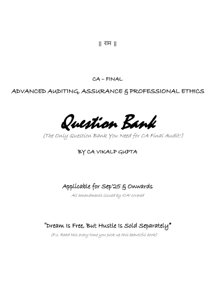 Audit QB - CA Vikalp Gupta | PDF | Audit | Auditor's Report