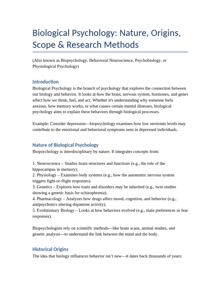 Understanding Biological Psychology Basics | PDF | Behavioral ...