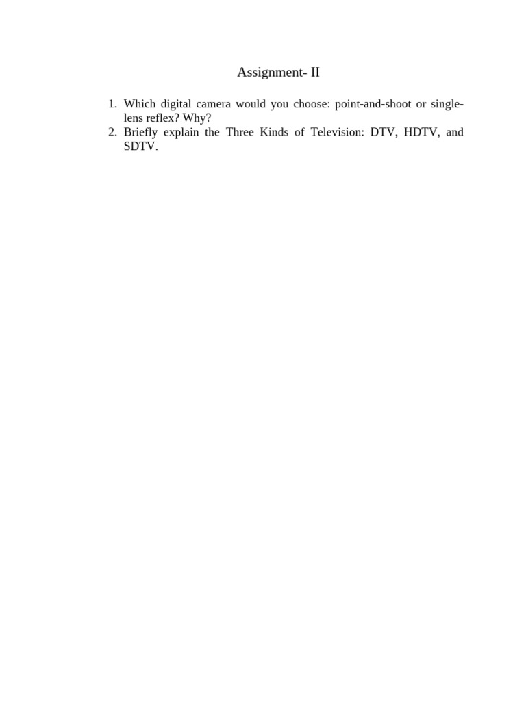 Digital Cameras and TV Types Explained | PDF