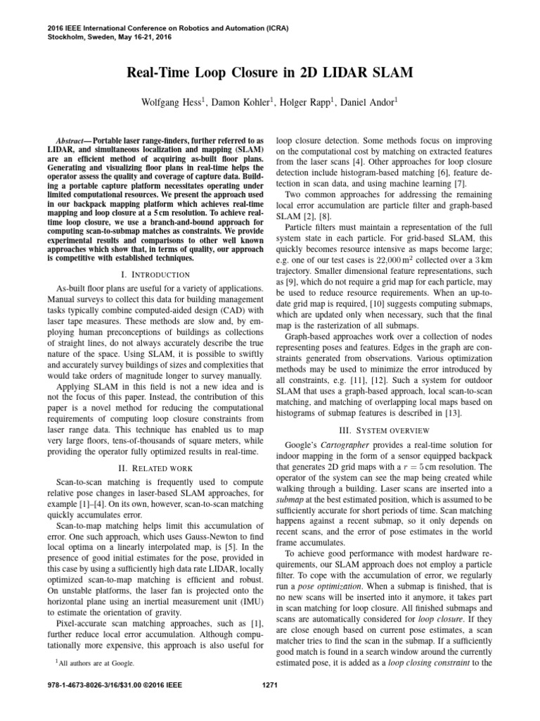 Real-Time 2D LIDAR SLAM Loop Closure | PDF | Lidar | Applied Mathematics