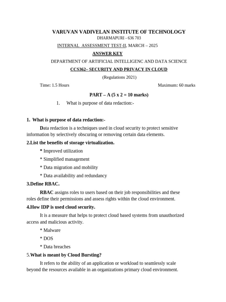 SPC IAT-2 ANS KEY | PDF | Virtualization | Cloud Computing
