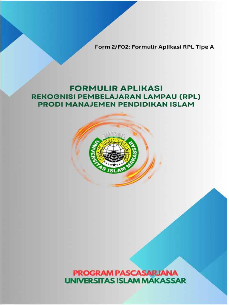 MPI UIM Form 2 F02-Formulir Aplikasi RPL Tipe A | PDF