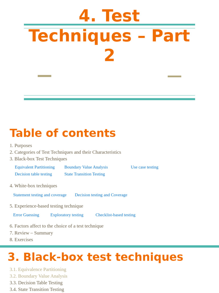 Test Techniques Overview: Black & White-box | PDF | Use Case | Software ...