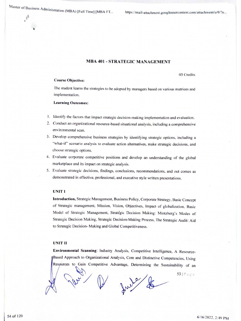 MBA Strategic Management Paper 1 | PDF