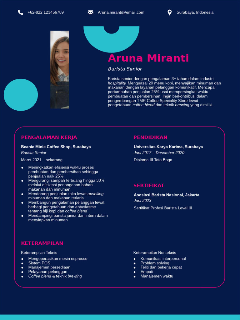Template CV Barista | PDF