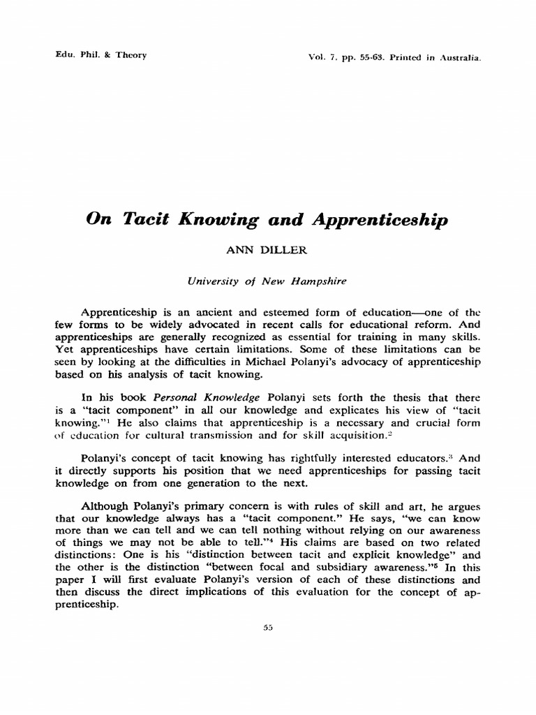 1.diller-1975-Tacit Knowing | PDF | Tacit Knowledge | Knowledge