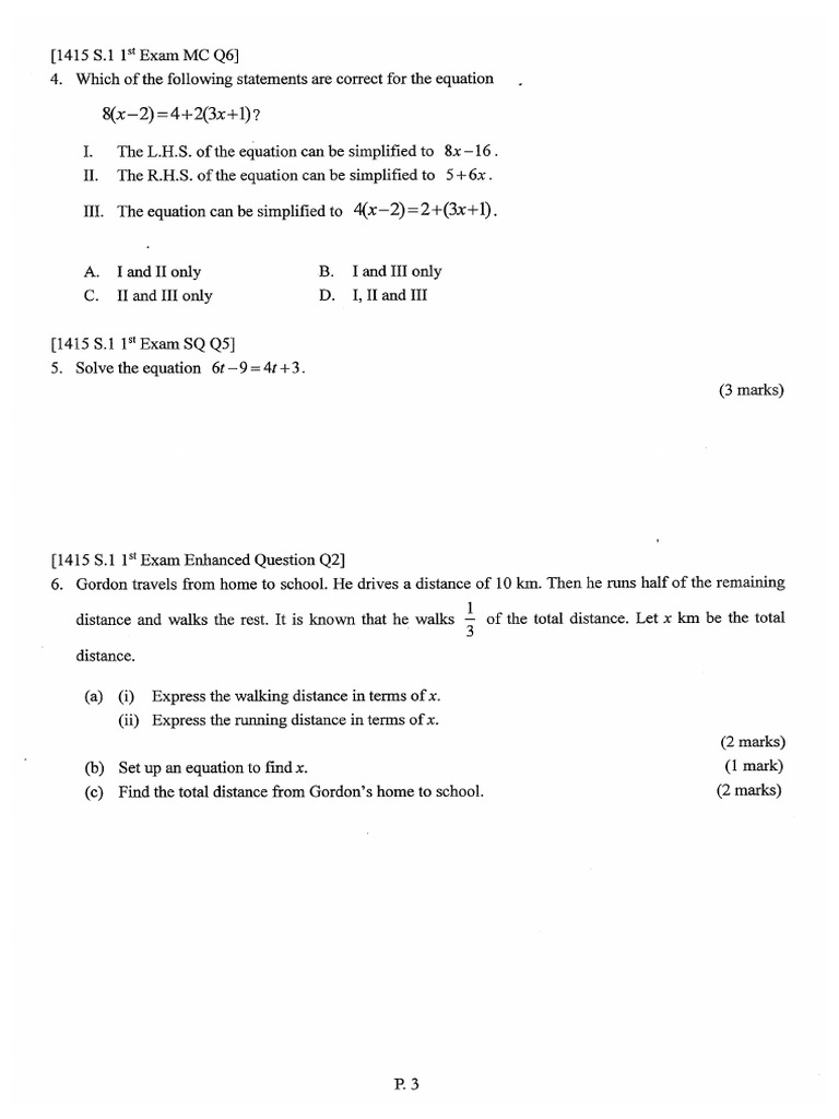Ch4 Linear Equations in One Unknown | PDF