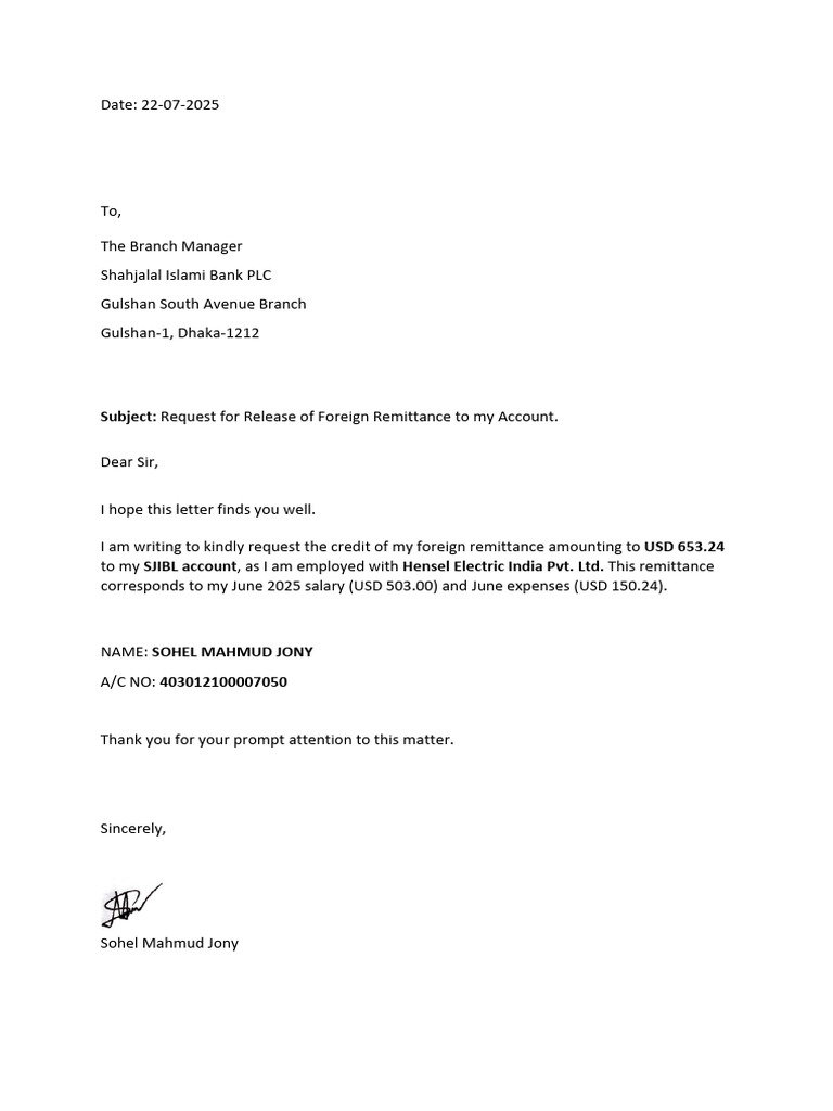 Salary Forwarding Letter-3 | PDF