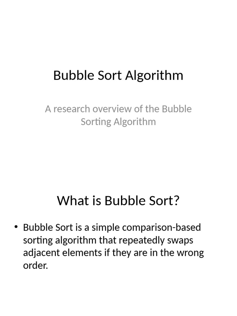Bubble Sort Algorithm Presentation | PDF