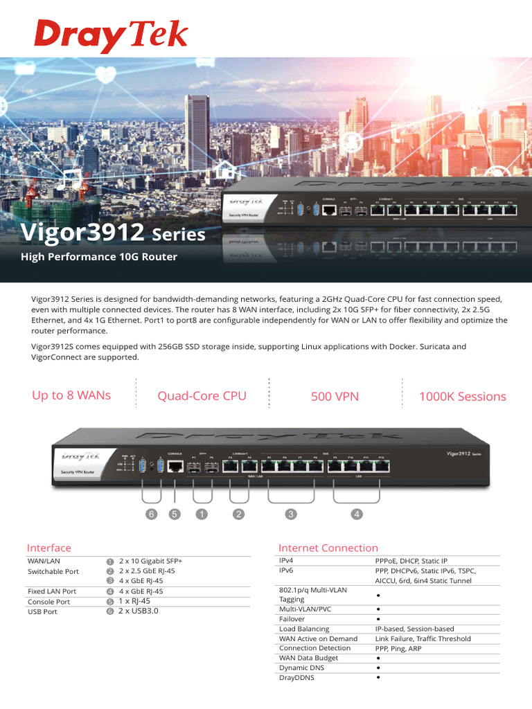 Vigor3912: High-Performance WAN Router | PDF | I Pv6 | Local Area Network
