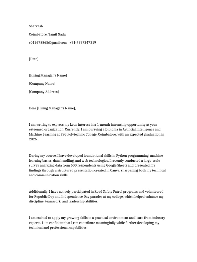 Sharvesh Cover Letter Final | PDF