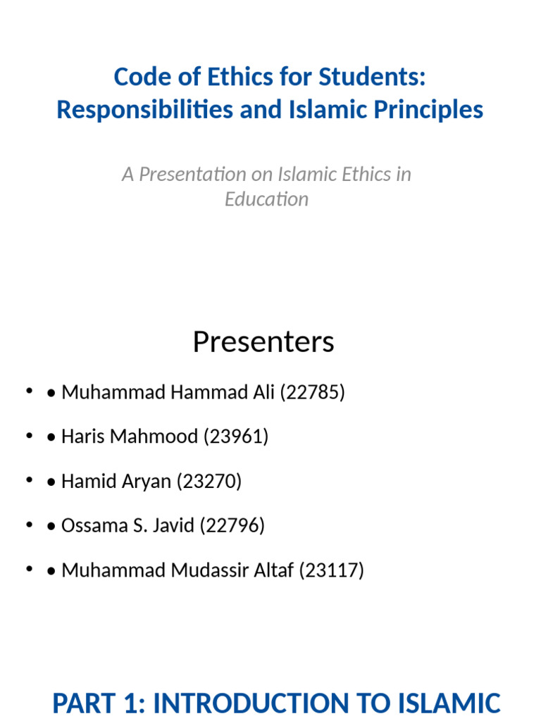 Presentation Ethics | PDF | Islamic Ethics | Quran