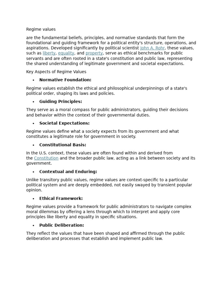 Regime Values | PDF