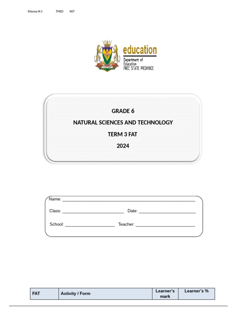 2024 NST - Grade - 6 - Term - 3 - Practical Task#nks | PDF | Series And ...