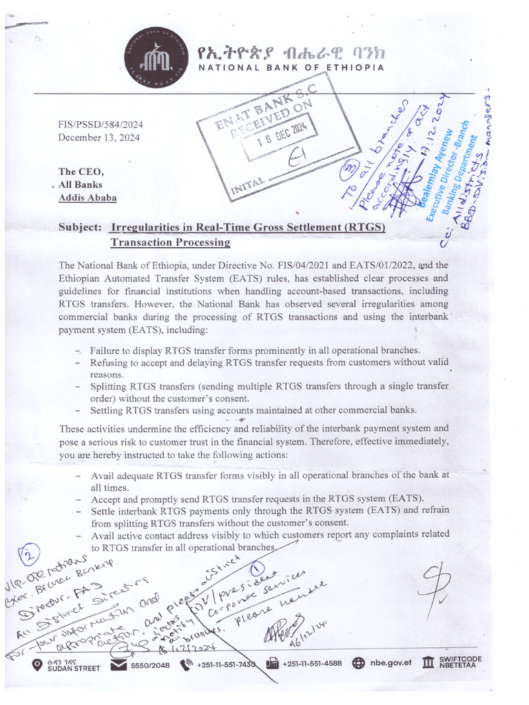 Irregularities in Real-Time Gross Settlement (RTGS) Transaction ...