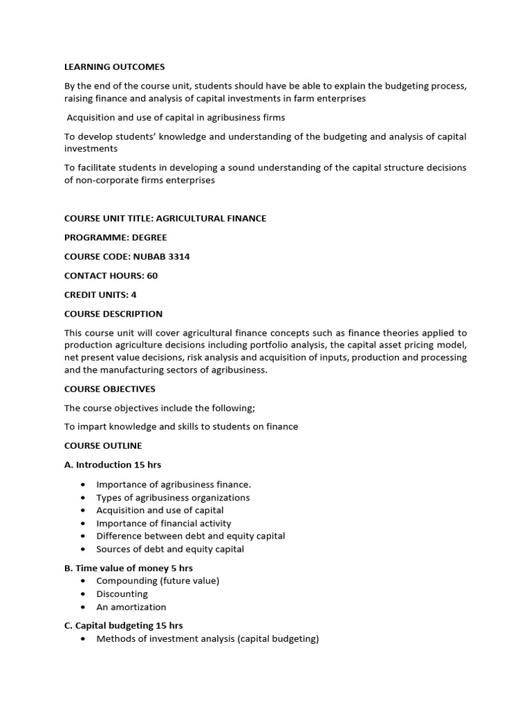 Agricultural Finance Fundamentals | PDF | Present Value | Bonds (Finance)