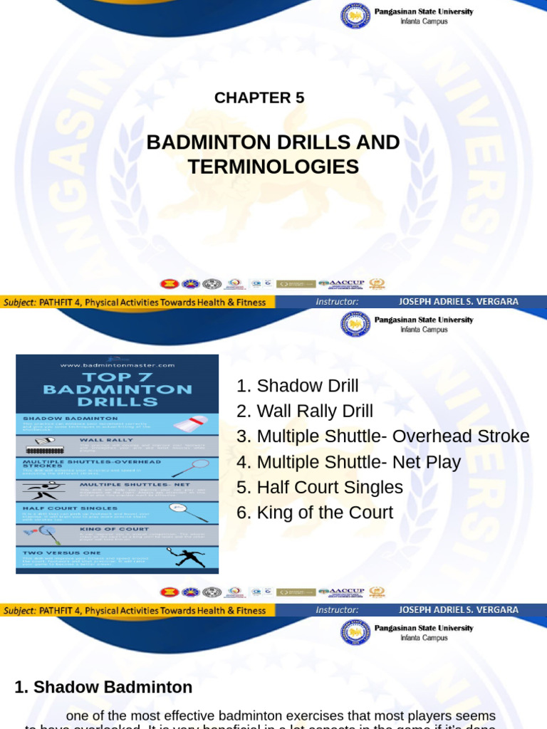 Chapter 5 - Badminton Drills and Terminologies | PDF | Sports