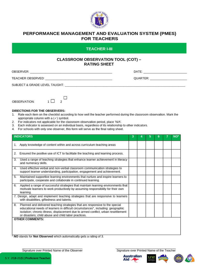 Classroom Observation Tool for Teachers | PDF | Teachers | Learning